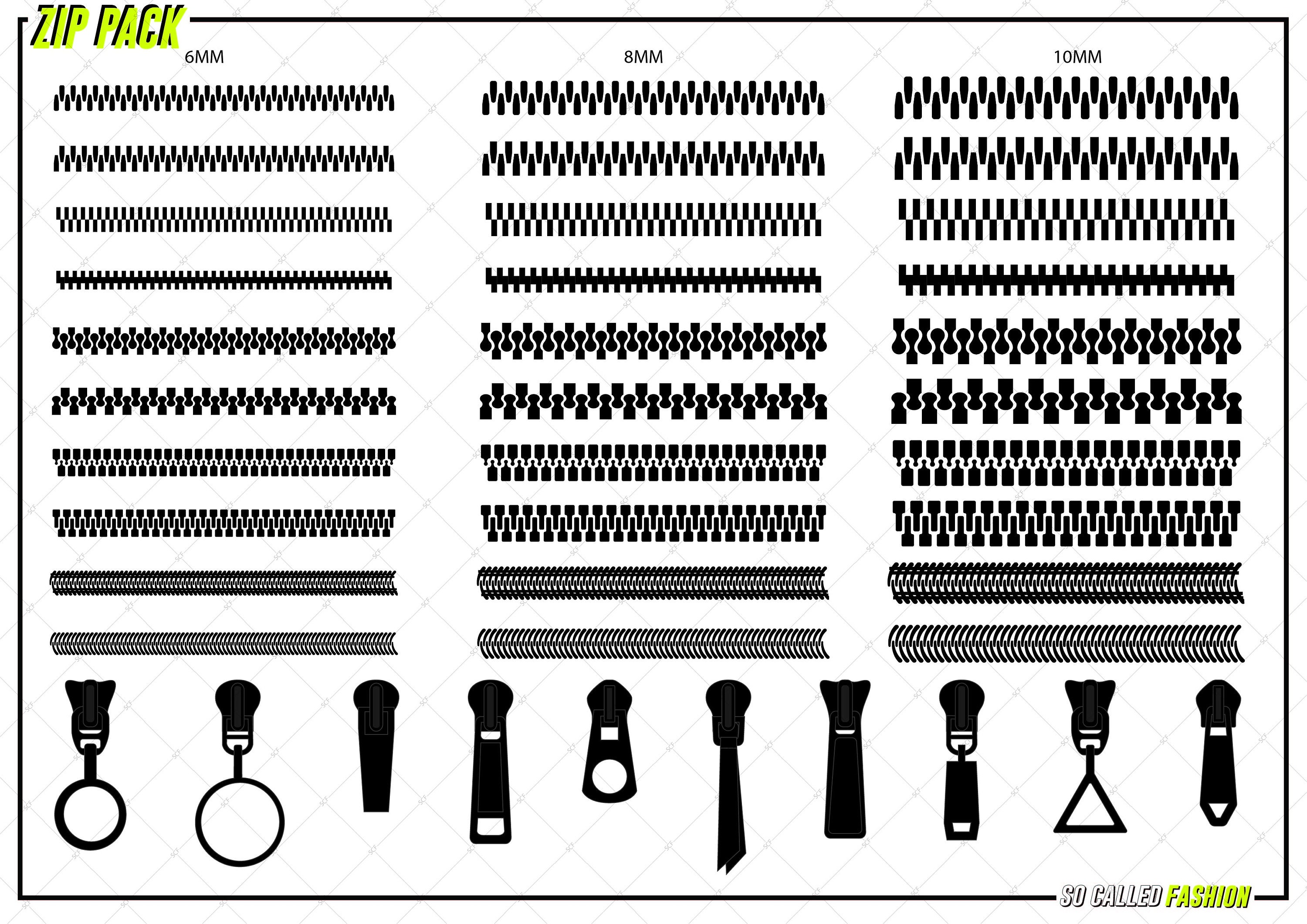 Zipper Svg Bundle X10 Different Zips in 3 Sizes & Colours - Etsy