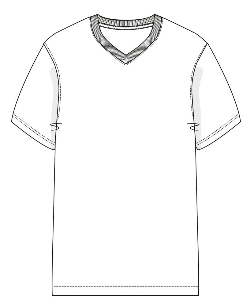 V Neck T-shirt - SVG - Vector CAD - Mens V Neck Tshirt Technical ...