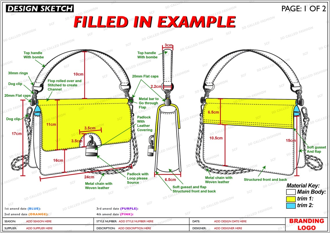 Complete Tech Pack Illustrator Template for Apparel Industry Fashion ...