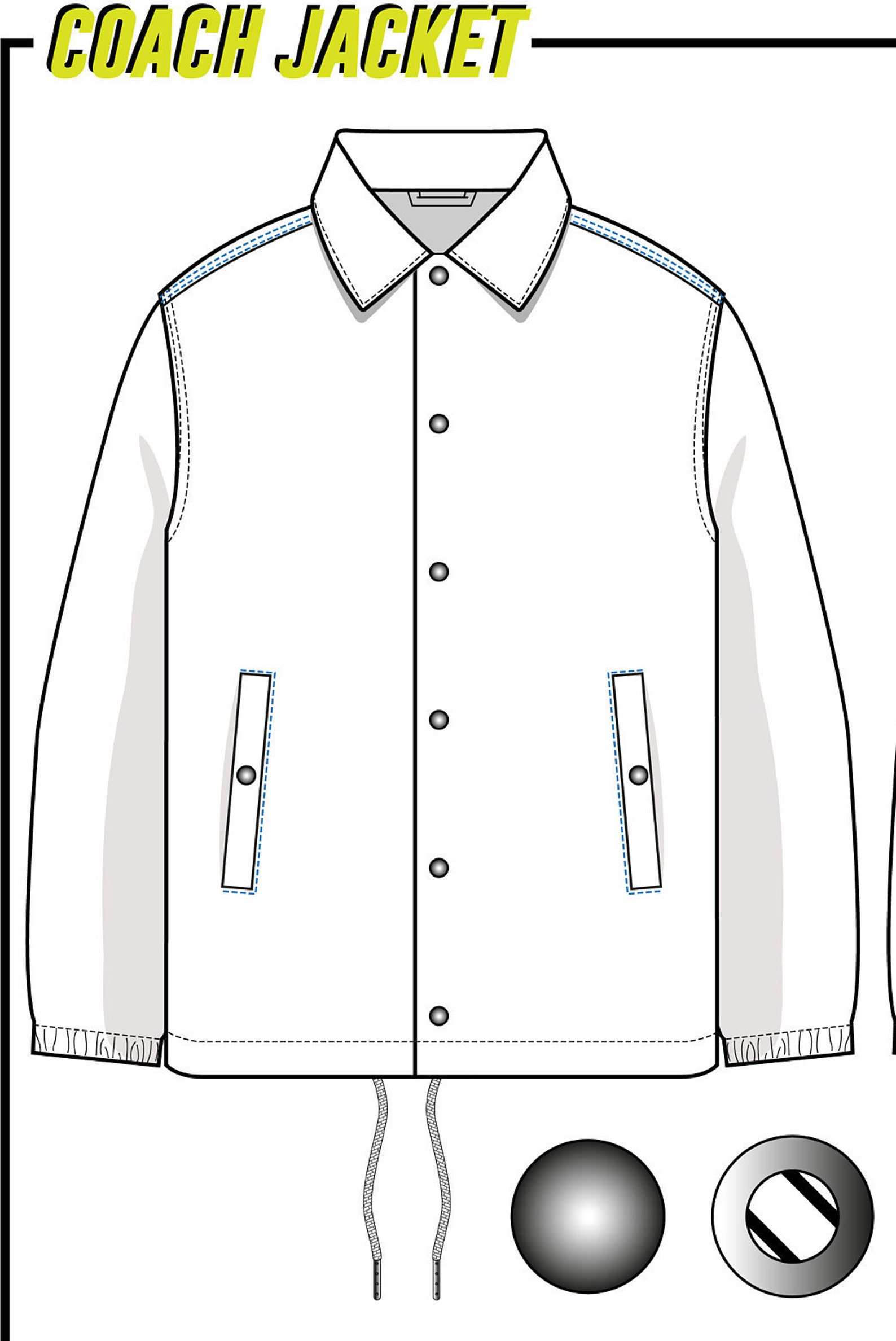Vector Mens Coach Jacket, SVG, Flat Sketch, for Adobe Illustrator - Etsy