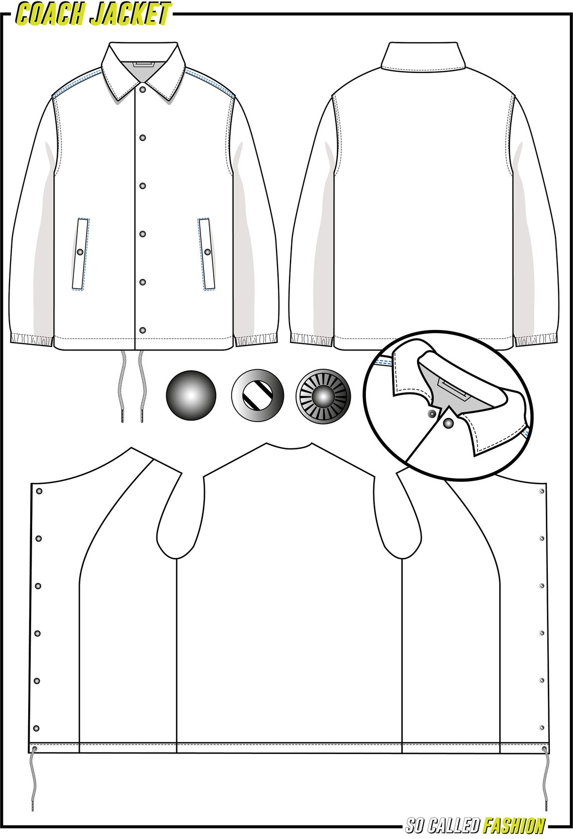 Vector Mens Coach Jacket, SVG, Flat Sketch, for Adobe Illustrator - Etsy