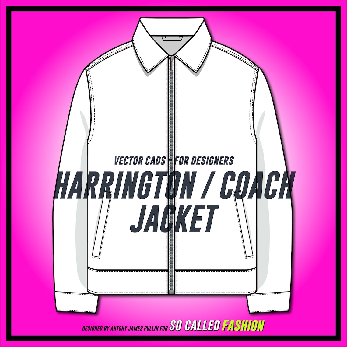 Vector Mens Harrington / Coach Jacket, SVG, Flat Sketch, Digital ...