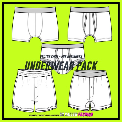 Mens Underwear SVG Vector CAD Mens Boxers Mens Briefs - Etsy
