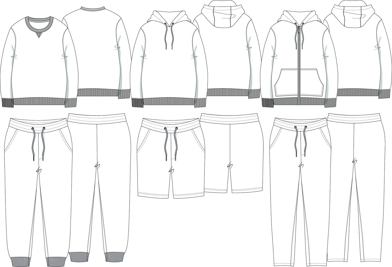 Package Hoodie and Sweatpants Collection, Fashion Vector Sketch, SVG ...