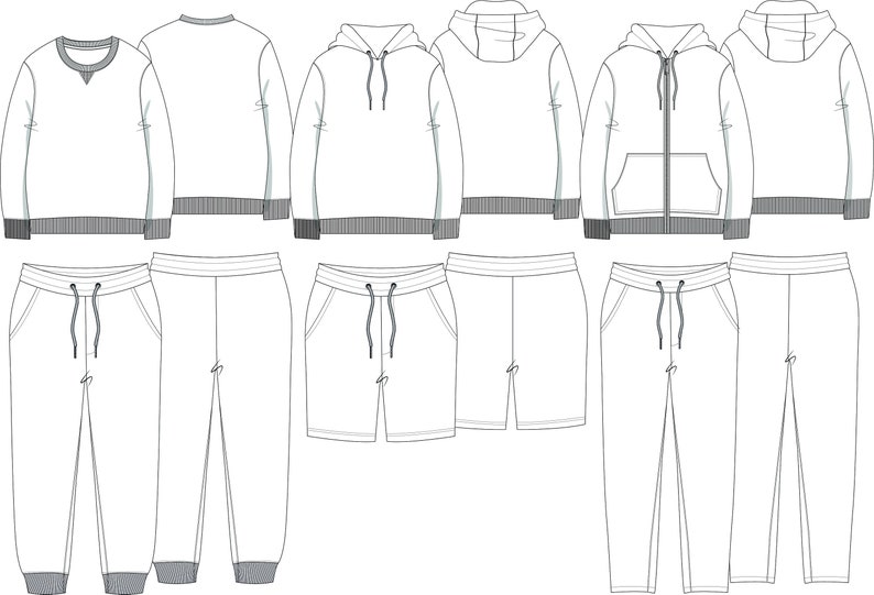 Package Hoodie and Sweatpants Collection, Fashion Vector Sketch, SVG ...