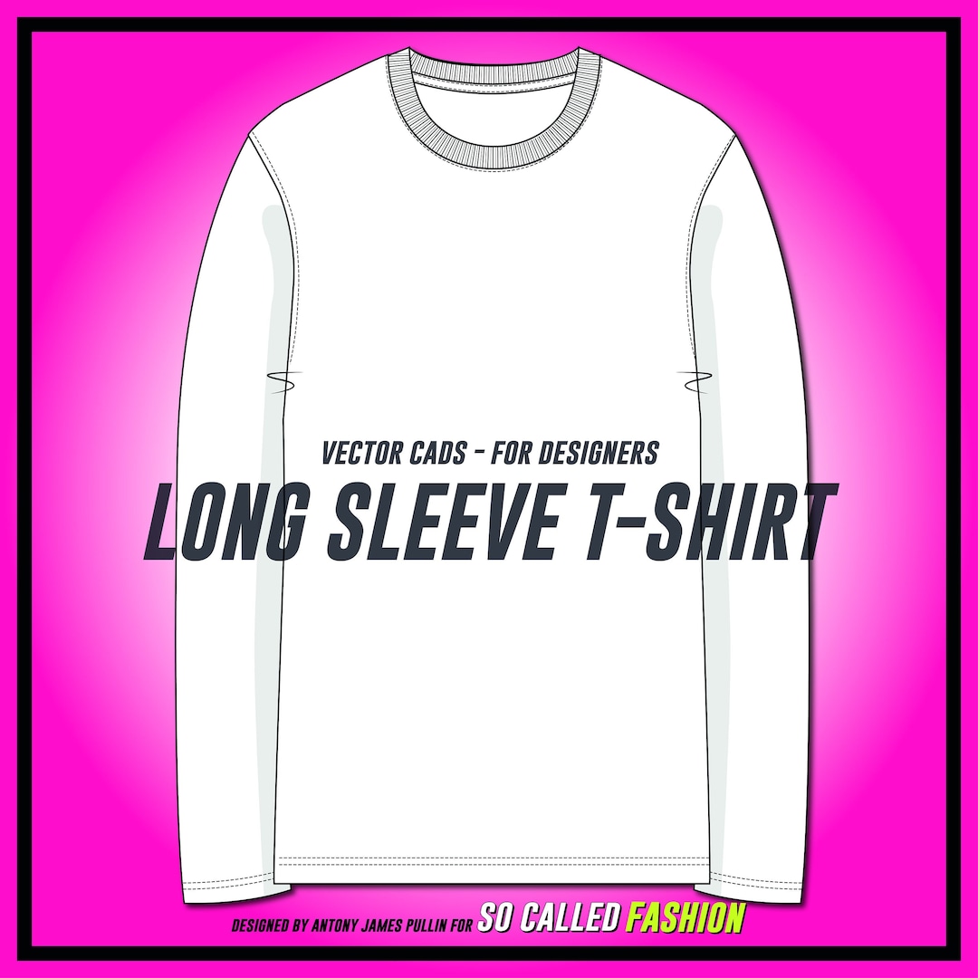 Long Sleeve T-shirt - SVG - Vector CAD - Mens Tshirt Technical Drawing ...