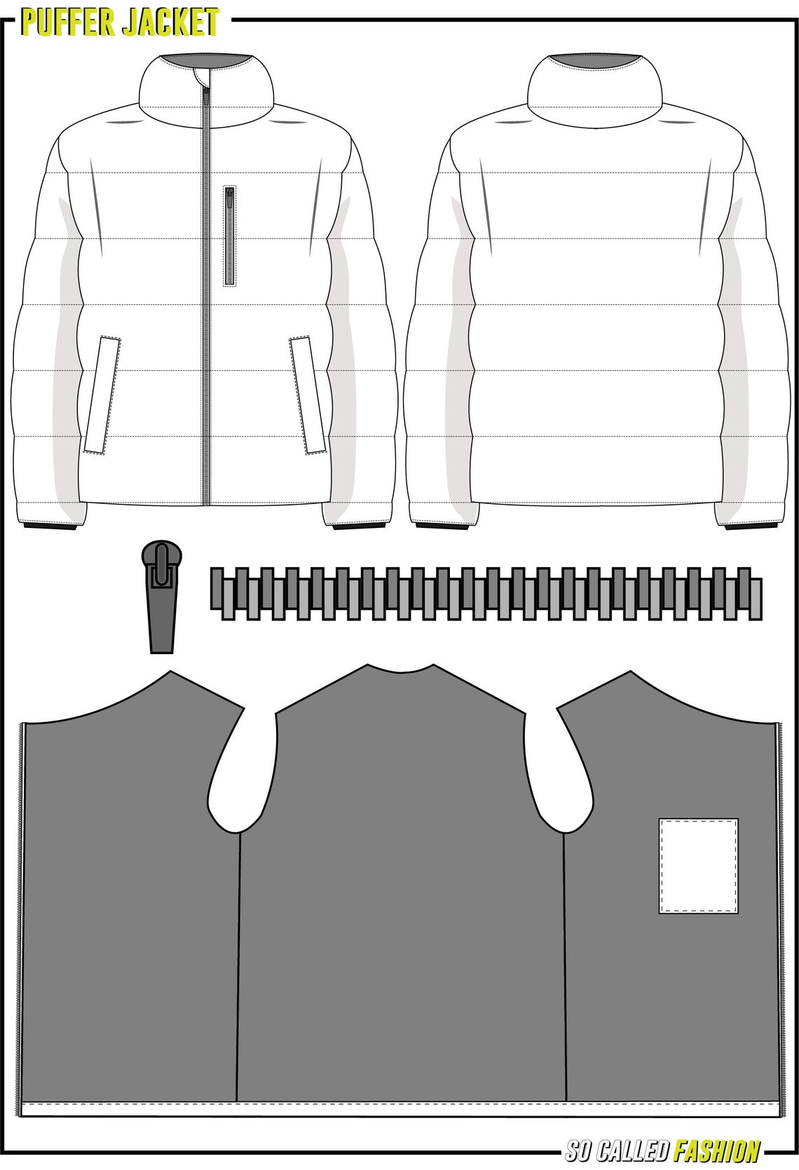 Vector Mens Puffer Jacket, SVG, Flat Sketch, for Adobe Illustrator - Etsy