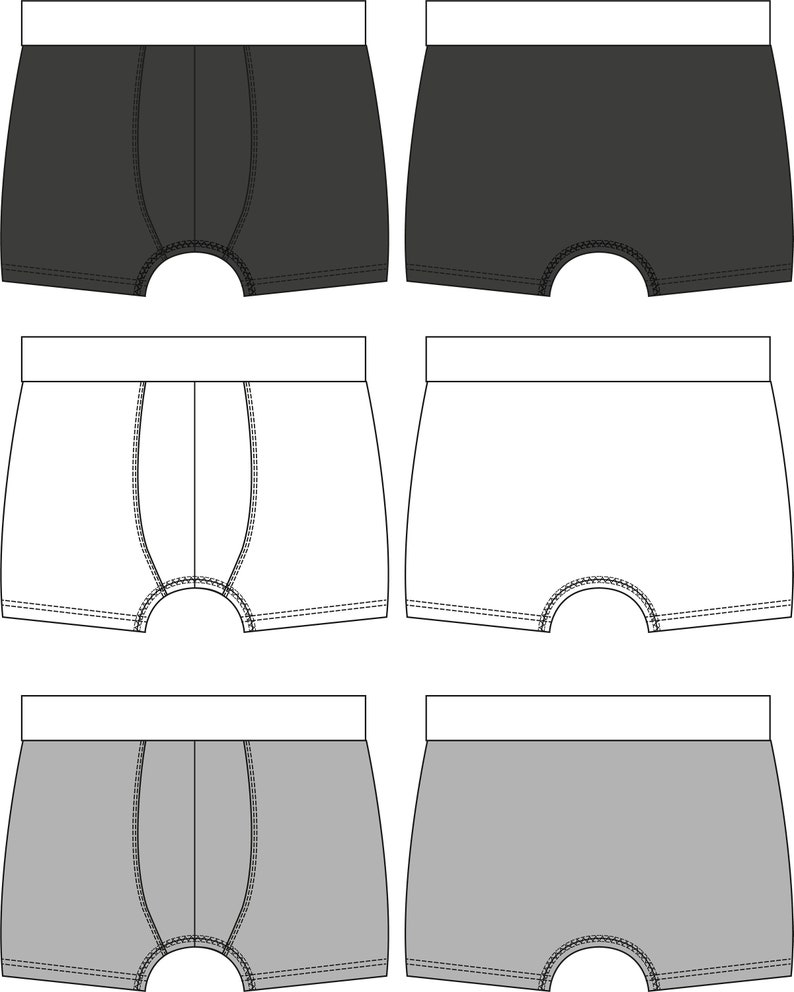 Mens Underwear - SVG - Vector CAD - Mens Boxers, Mens Briefs, Underwear ...
