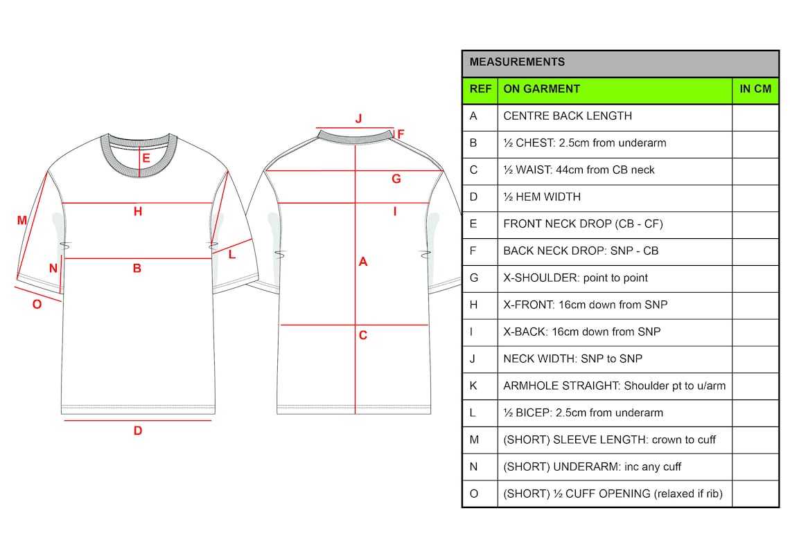 Complete Measurement Guide for T-shirts and Clothing for the Apparel ...