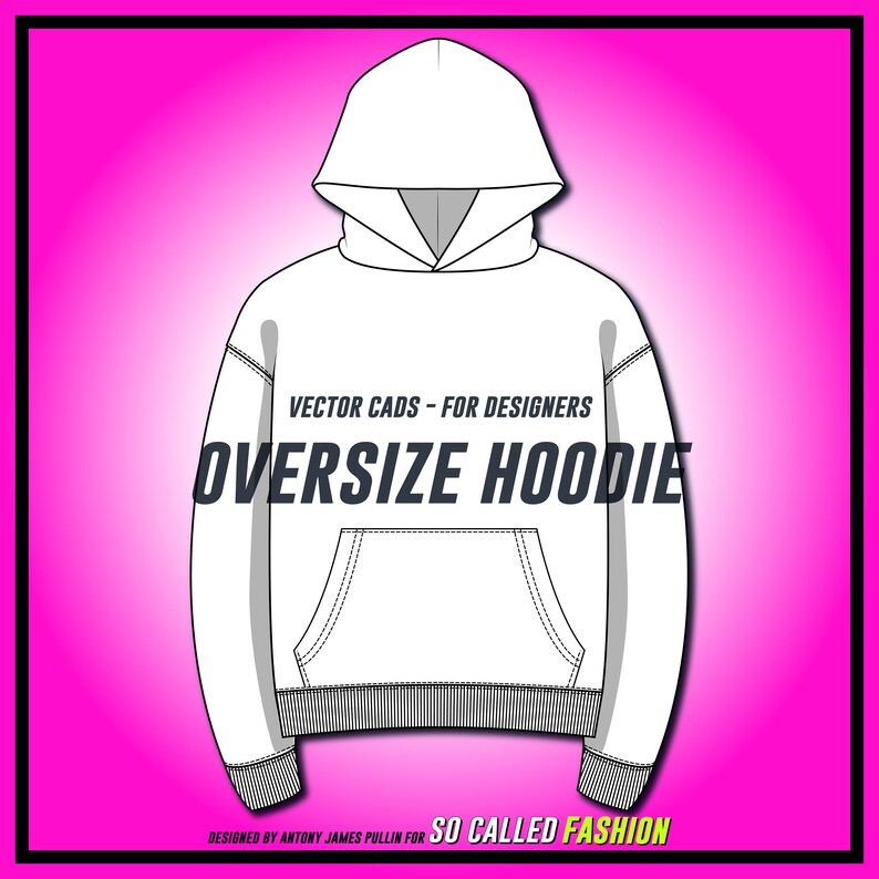 Oversized Hoodie With Pocket SVG Vector CAD Unisex - Etsy