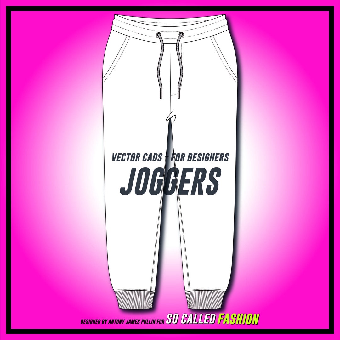 Joggers Sweatpants SVG Vector CAD Unisex Jersey Bottoms, Technical ...