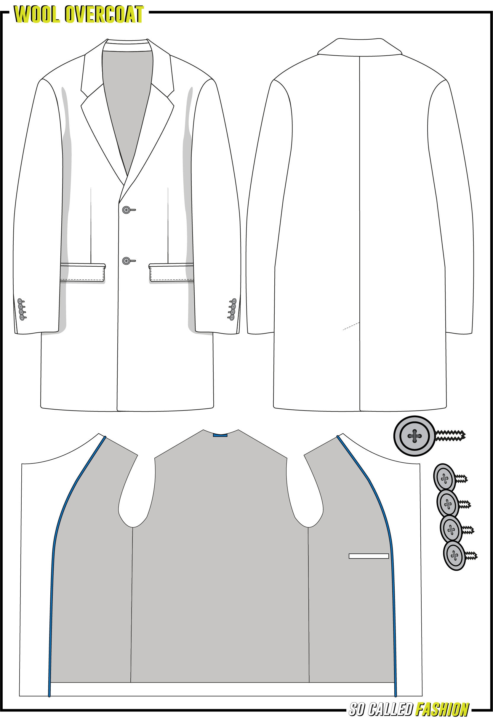 Vector Mens Wool Overcoat, SVG, Flat Sketch, for Adobe Illustrator - Etsy