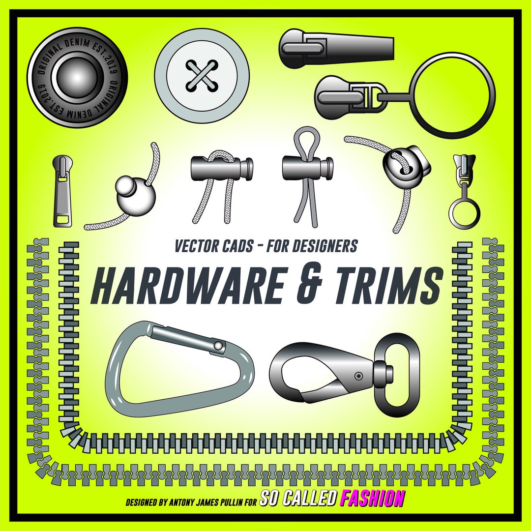 Hardware Drawings for Clothing, Buttons, Press Snaps, Cord Locks, Zips ...
