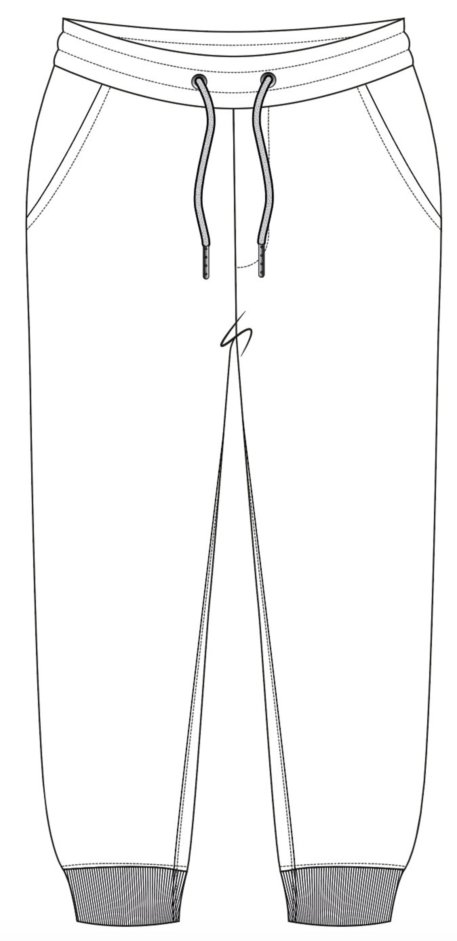 Joggers Sweatpants SVG Vector CAD Unisex Jersey Bottoms, Technical ...