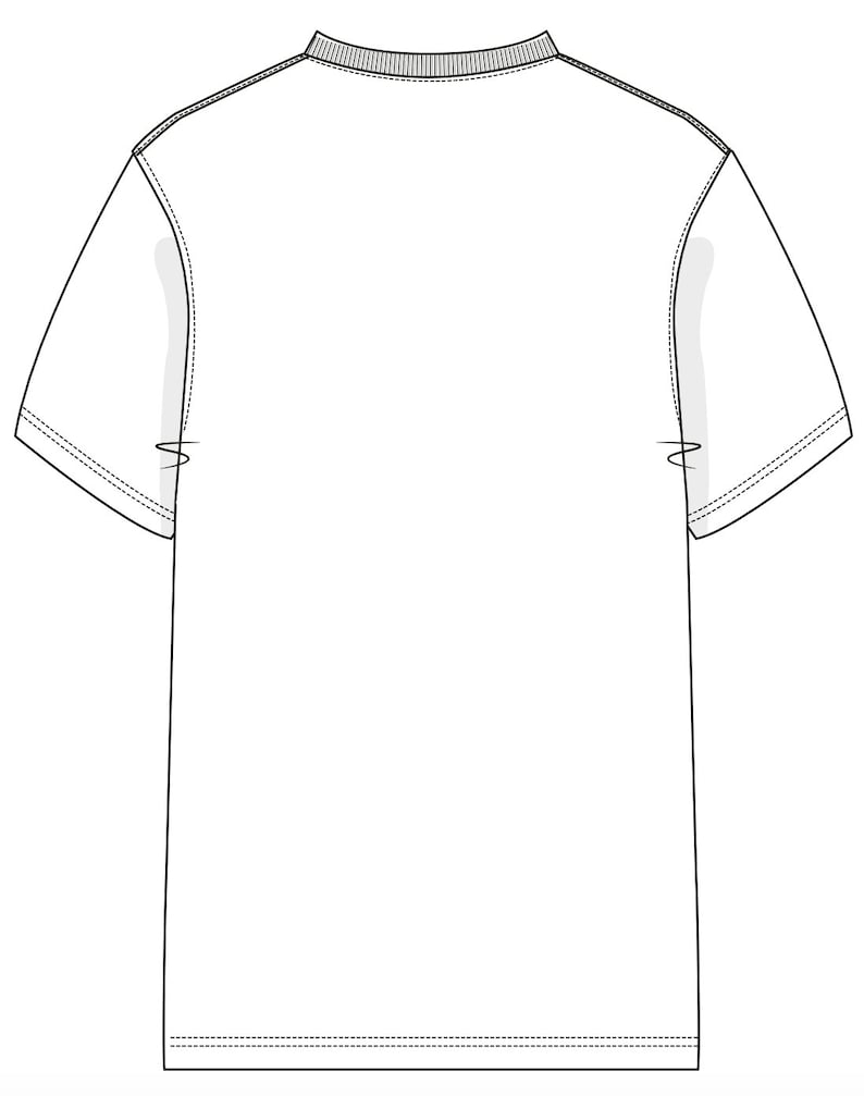 T-shirt SVG Vector CAD Mens Tshirt Technical Drawing, Flat Sketch, for ...