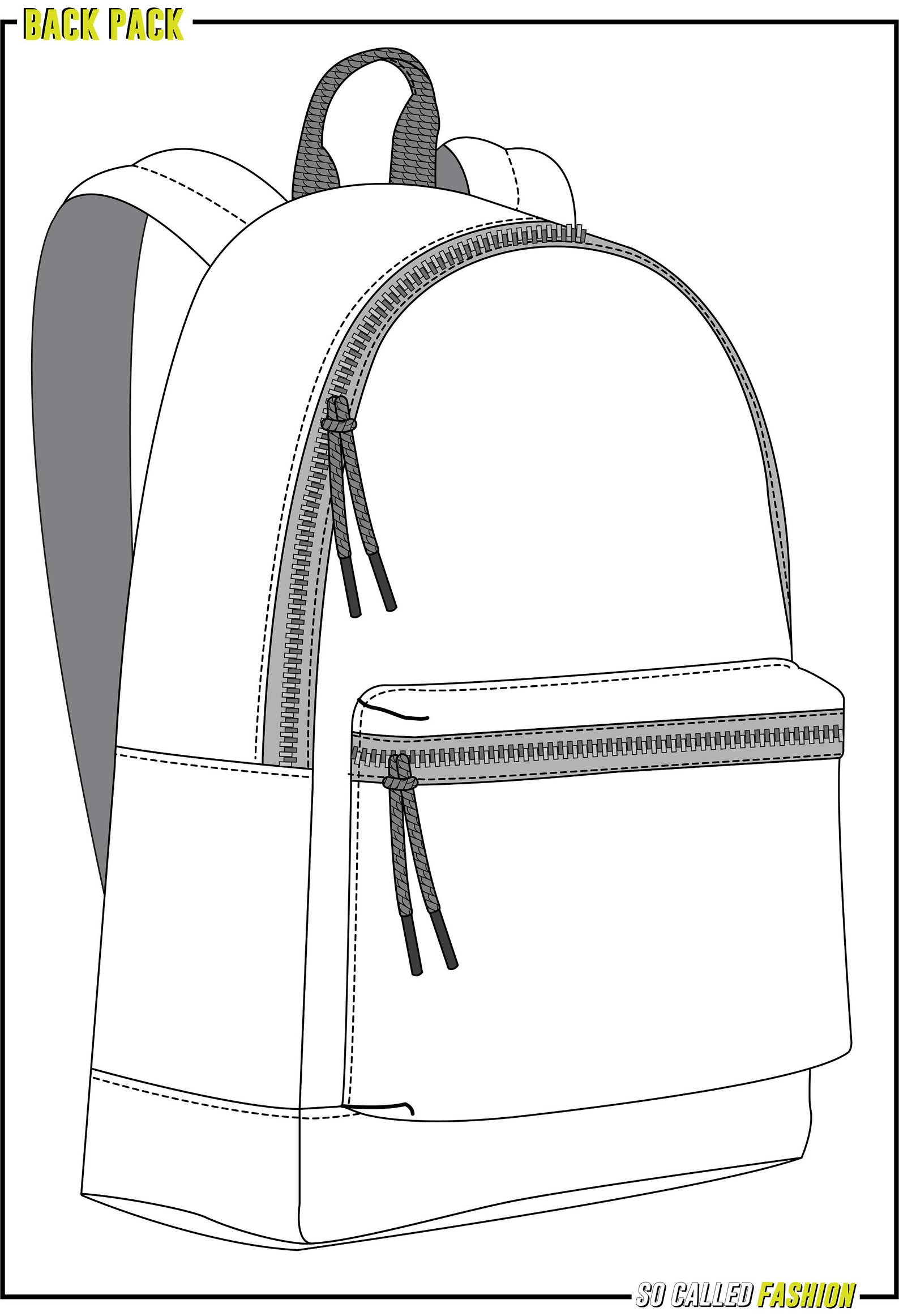 Vector Backpack, SVG, Flat Sketch, for Adobe Illustrator, Bag, Shoulder ...