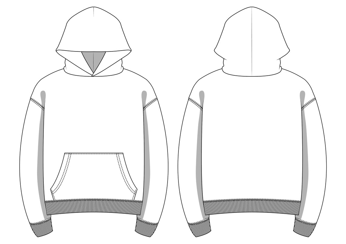 Oversized Hoodie With Pocket SVG Vector CAD Unisex - Etsy