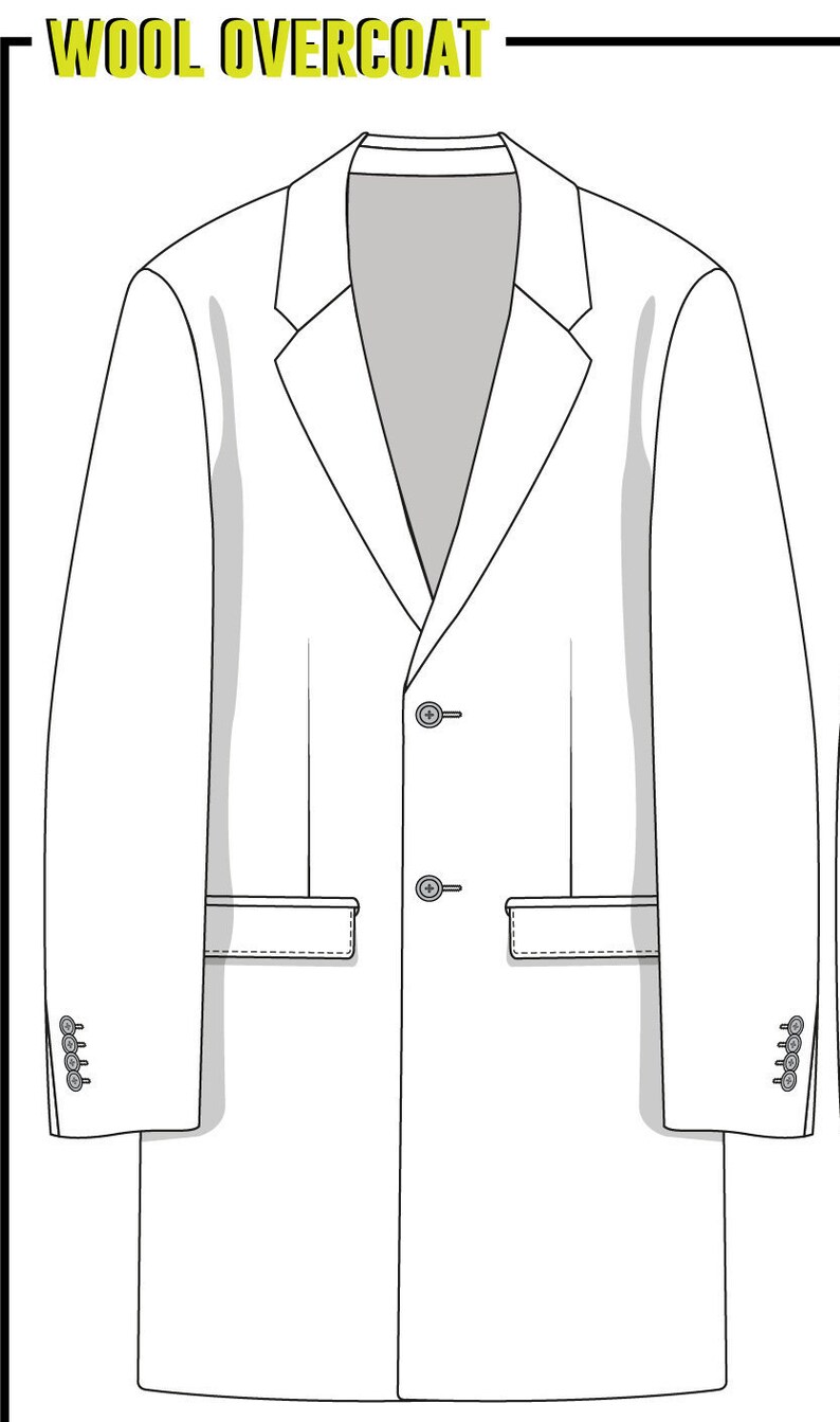 Vector Mens Wool Overcoat, SVG, Flat Sketch, for Adobe Illustrator - Etsy