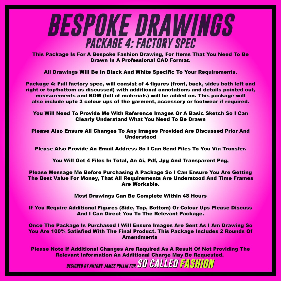 Custom Fashion Technical Drawing and Full Factory Spec, Fashion CAD ...