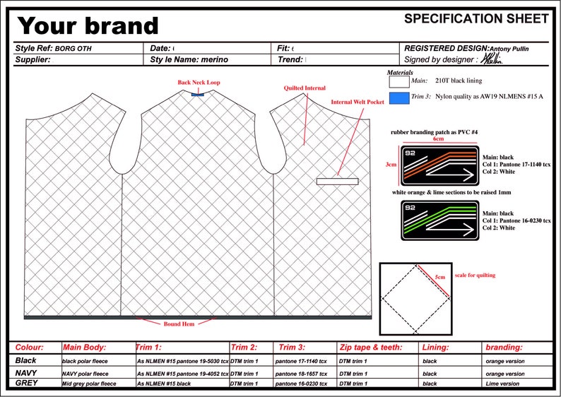 Custom Fashion Technical Drawing and Full Factory Spec, Fashion CAD ...