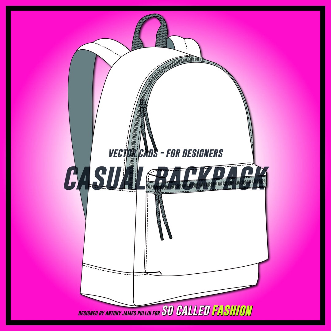 Vector Backpack, SVG, Flat Sketch, for Adobe Illustrator, Bag, Shoulder ...