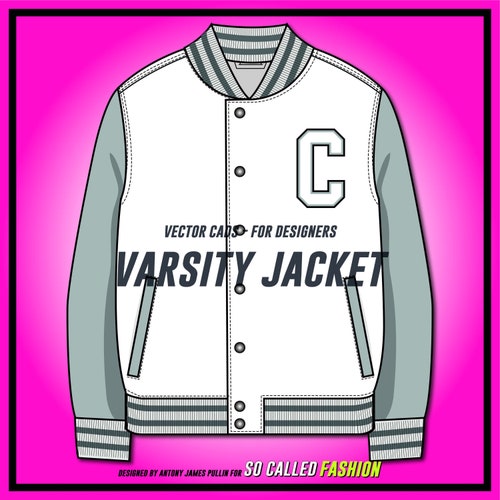 Vector Varsity Jacket Flat Sketch Digital Download for Use - Etsy