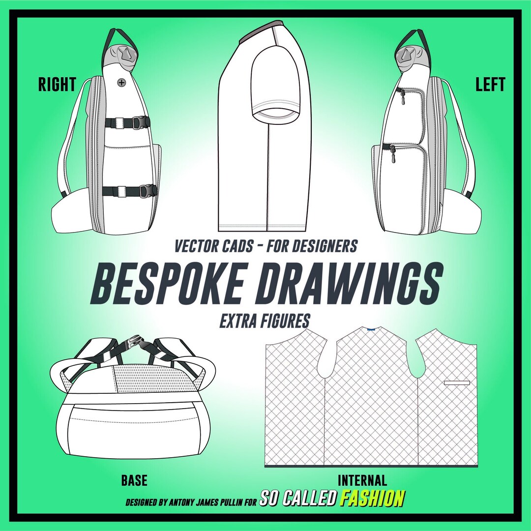 Additional Figures for Custom Fashion Technical Drawing, Fashion CAD ...