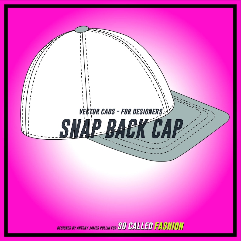 Vector Snapback Cap, SVG, Flat Sketch, Digital Download for Use With ...