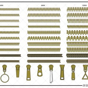 Zipper Svg Bundle, X10 Different Zips in 3 Sizes & Colours Plus X10 Zip ...