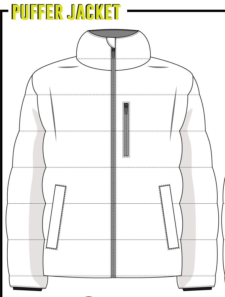 Vector Mens Puffer Jacket, SVG, Flat Sketch, for Adobe Illustrator - Etsy