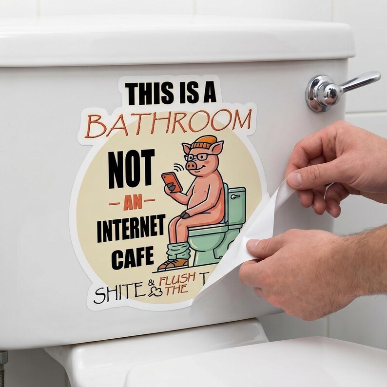 Funny Bathroom Stickers Digital Download, Toilet Humor Wall Decal ...