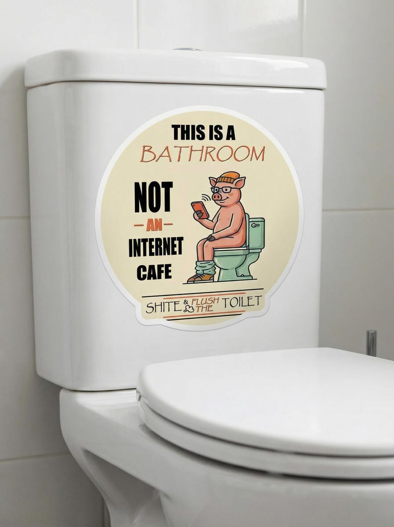 Funny Bathroom Stickers Digital Download, Toilet Humor Wall Decal ...