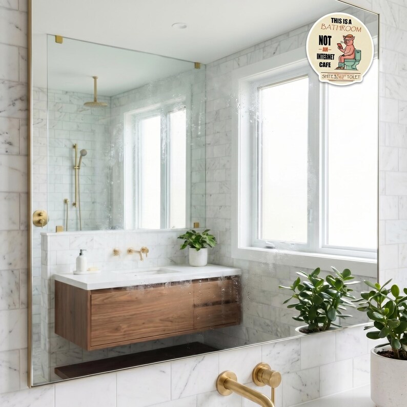 Funny Bathroom Stickers Digital Download, Toilet Humor Wall Decal ...