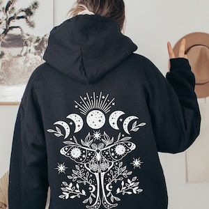 Luna Moth Hoodie, Luna Moth Clothing, Moon Phases, Moon Phase Hooded ...