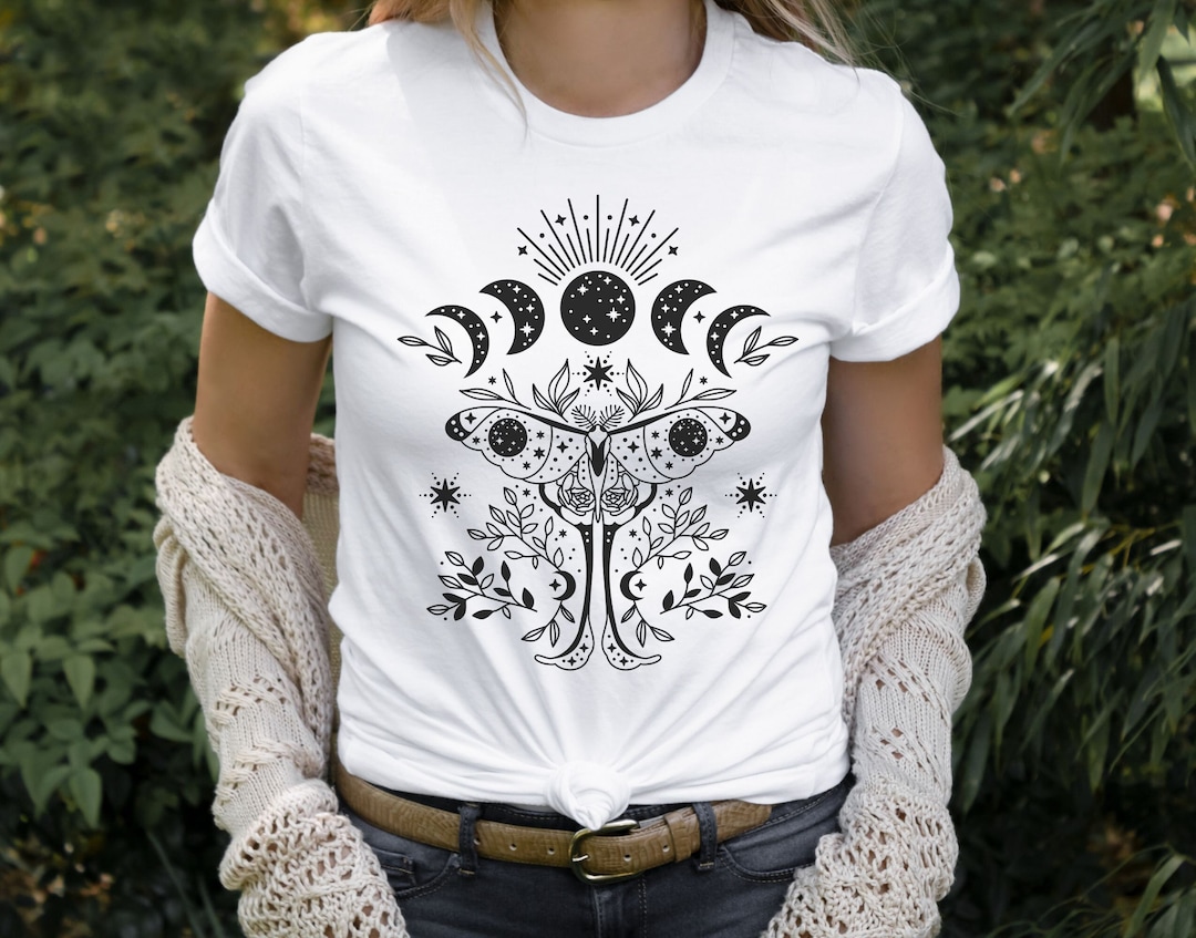 Luna Moth Shirt, Luna Moth Clothing, Moon Phases, Moon Phase Shirt ...