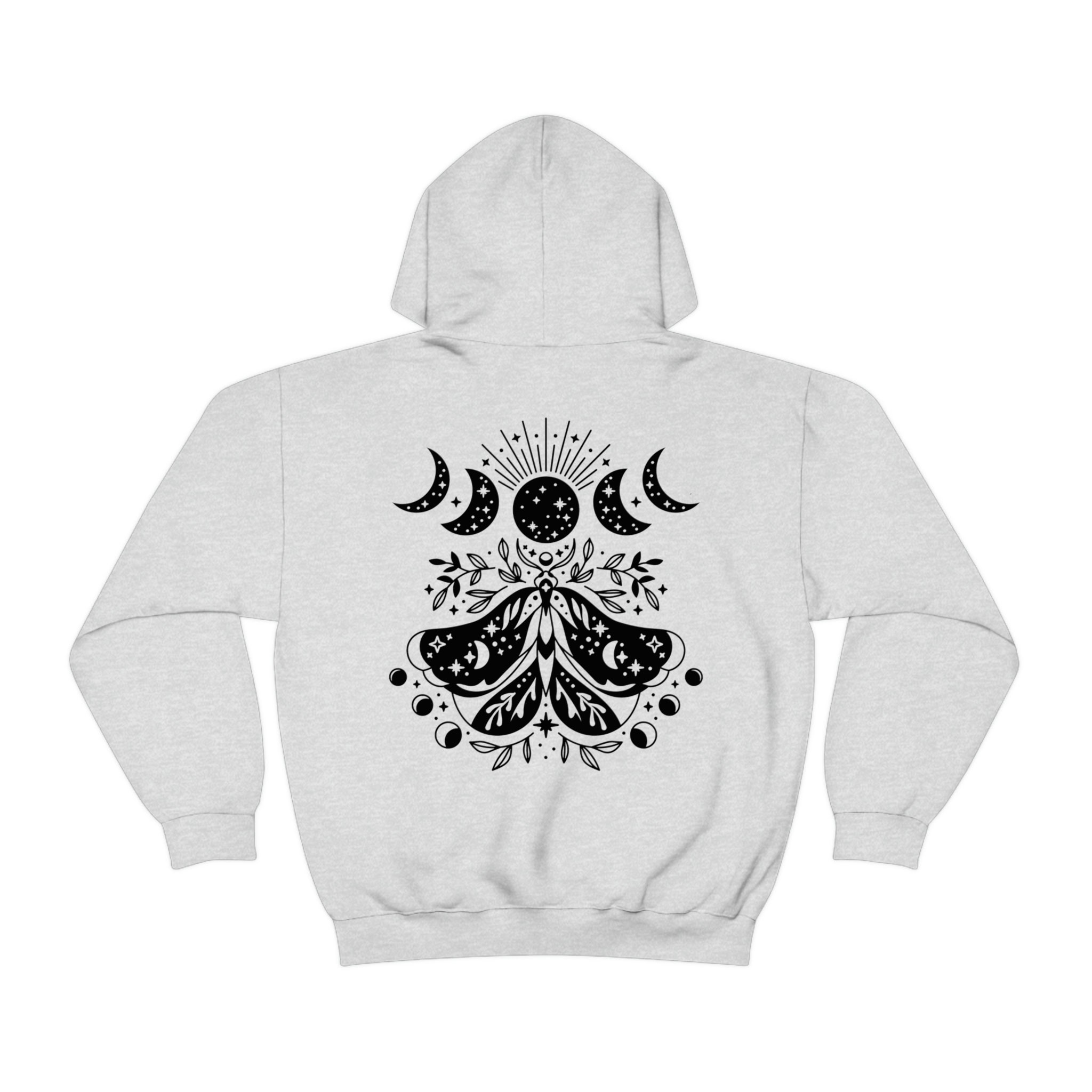 Moon Phases Moth Hoodie, Celestial Moth Hoodie, Moth Clothing, Moon ...
