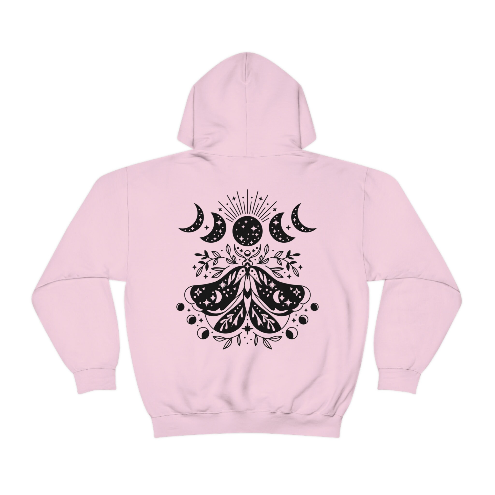 Moon Phases Moth Hoodie, Celestial Moth Hoodie, Moth Clothing, Moon ...