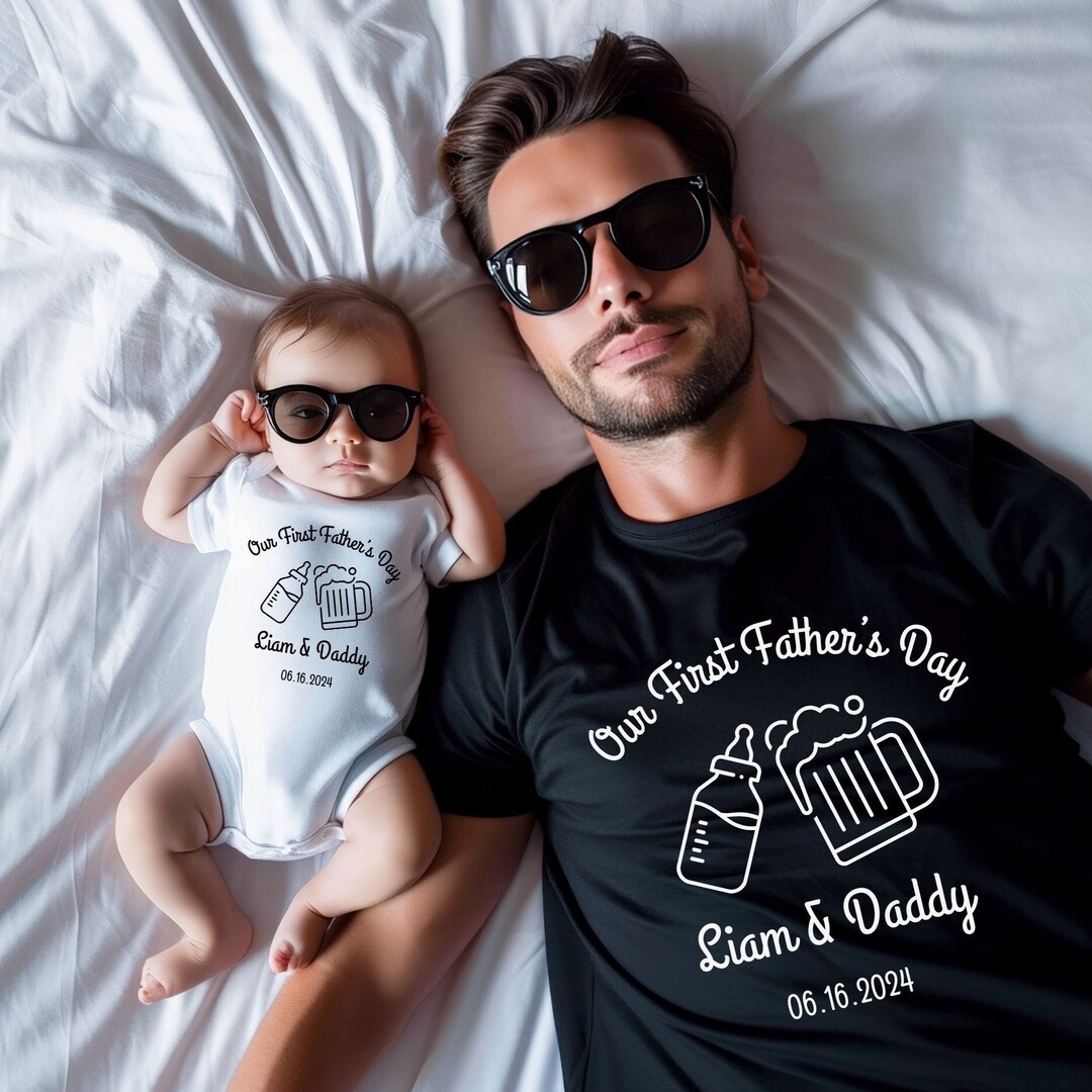 Our First Fathers Day Gift Dad and Baby Matching Set Gift for Husband ...