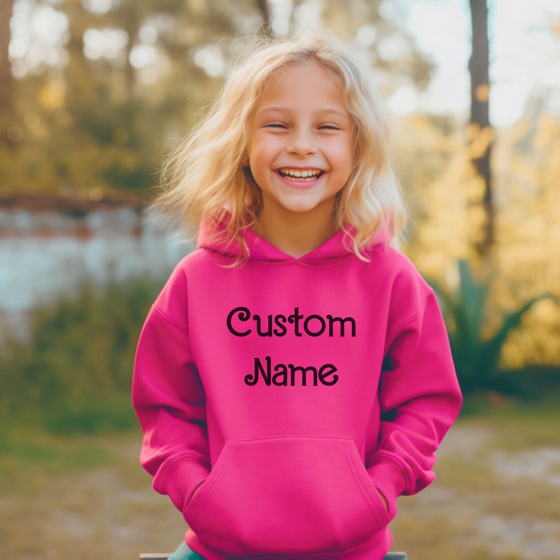 Custom Name Hot Pink Hoodie, Personalized Hot Pink Plus Size Sweatshirt ...