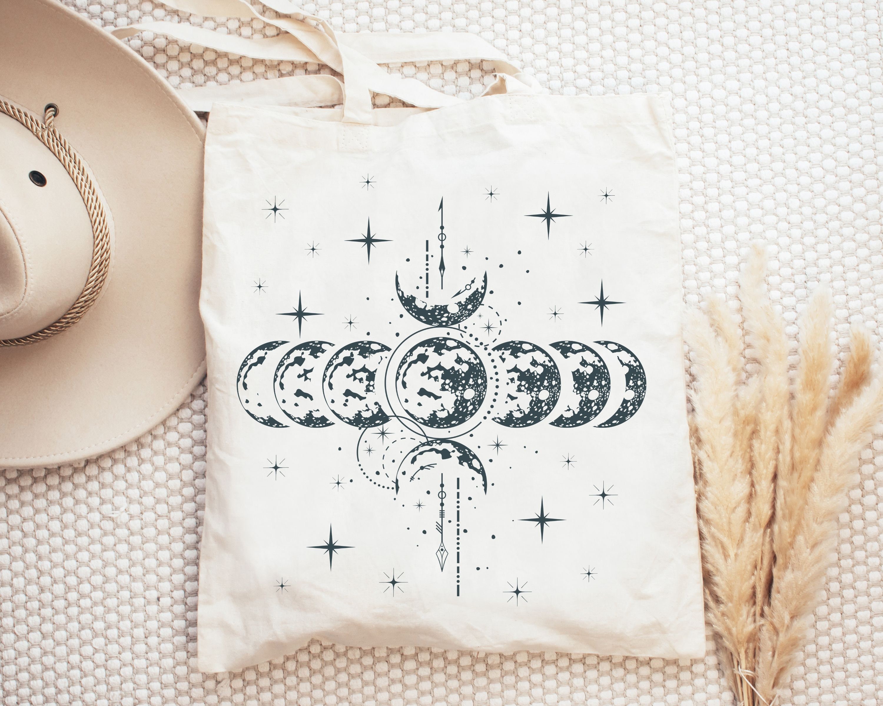 Moon Phases Tote, Celestial Tote Bag, Moon Phase Tote Bag, Triple Moon ...