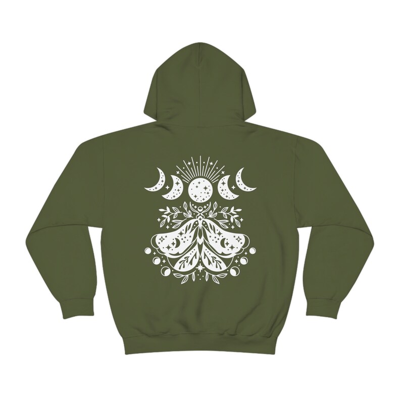 Moon Phases Moth Hoodie, Celestial Moth Hoodie, Moth Clothing, Moon ...