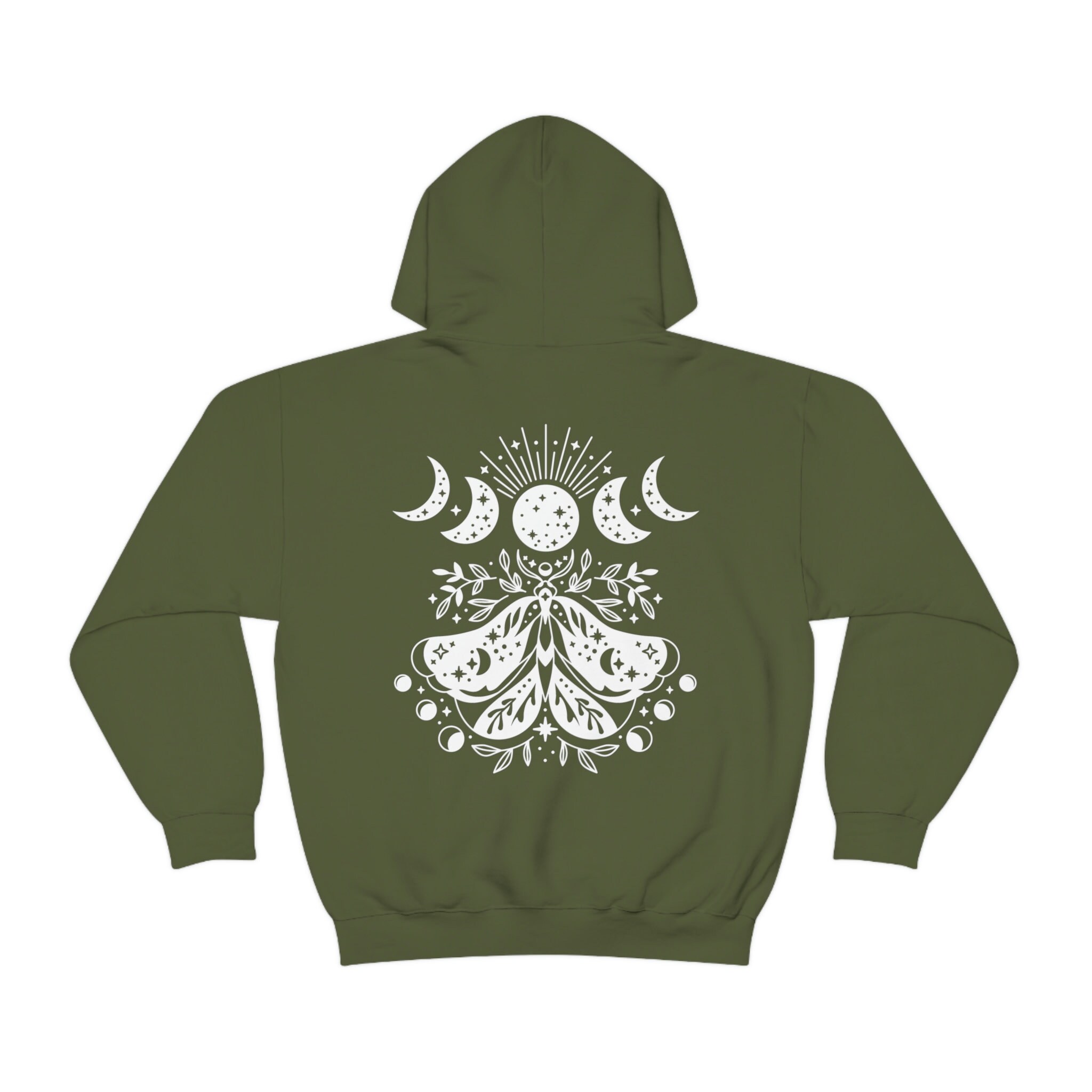 Moon Phases Moth Hoodie, Celestial Moth Hoodie, Moth Clothing, Moon ...