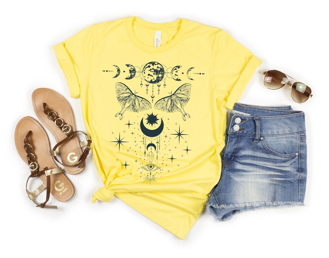 Luna Moth Shirt, Moon Phases, Moon Phase Shirt, Celestial Top, Luna Top ...