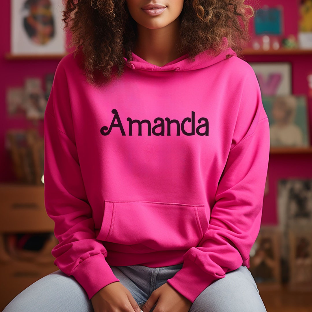 Custom Name Hot Pink Hoodie, Personalized Hot Pink Plus Size Sweatshirt ...