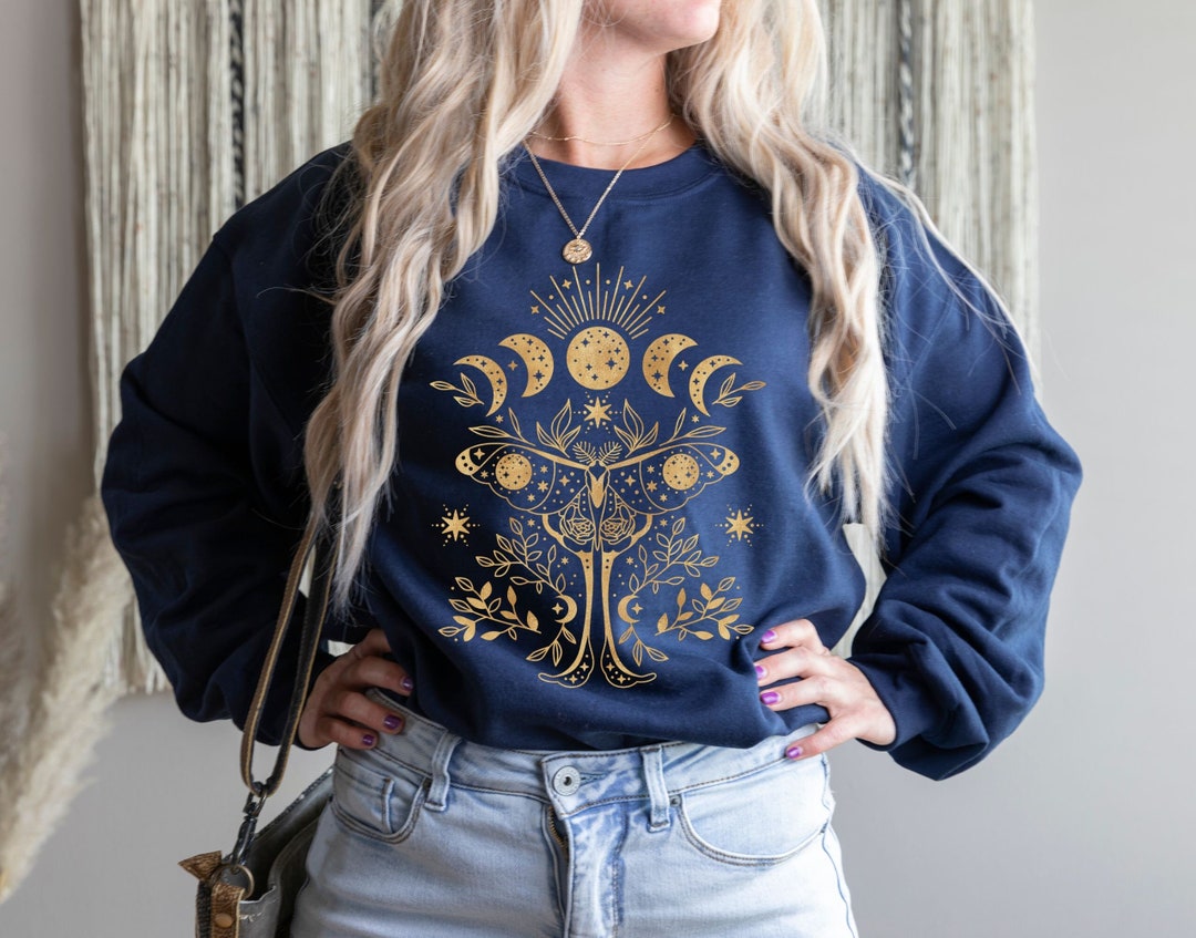 Luna Moth Sweatshirt, Moon Phase Sweatshirt, Luna Moth Clothing, Moon ...