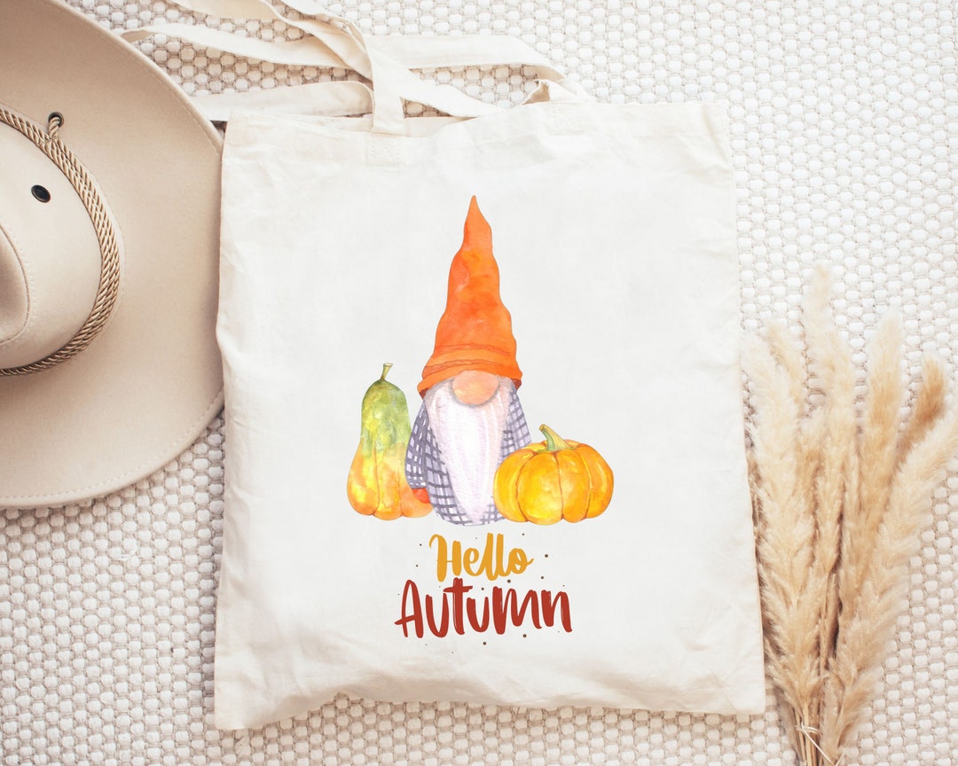 Cute Fall Coffee Tote Bag, Fall Gnome Tote, Fall Gift, Fall Gnome Bag ...