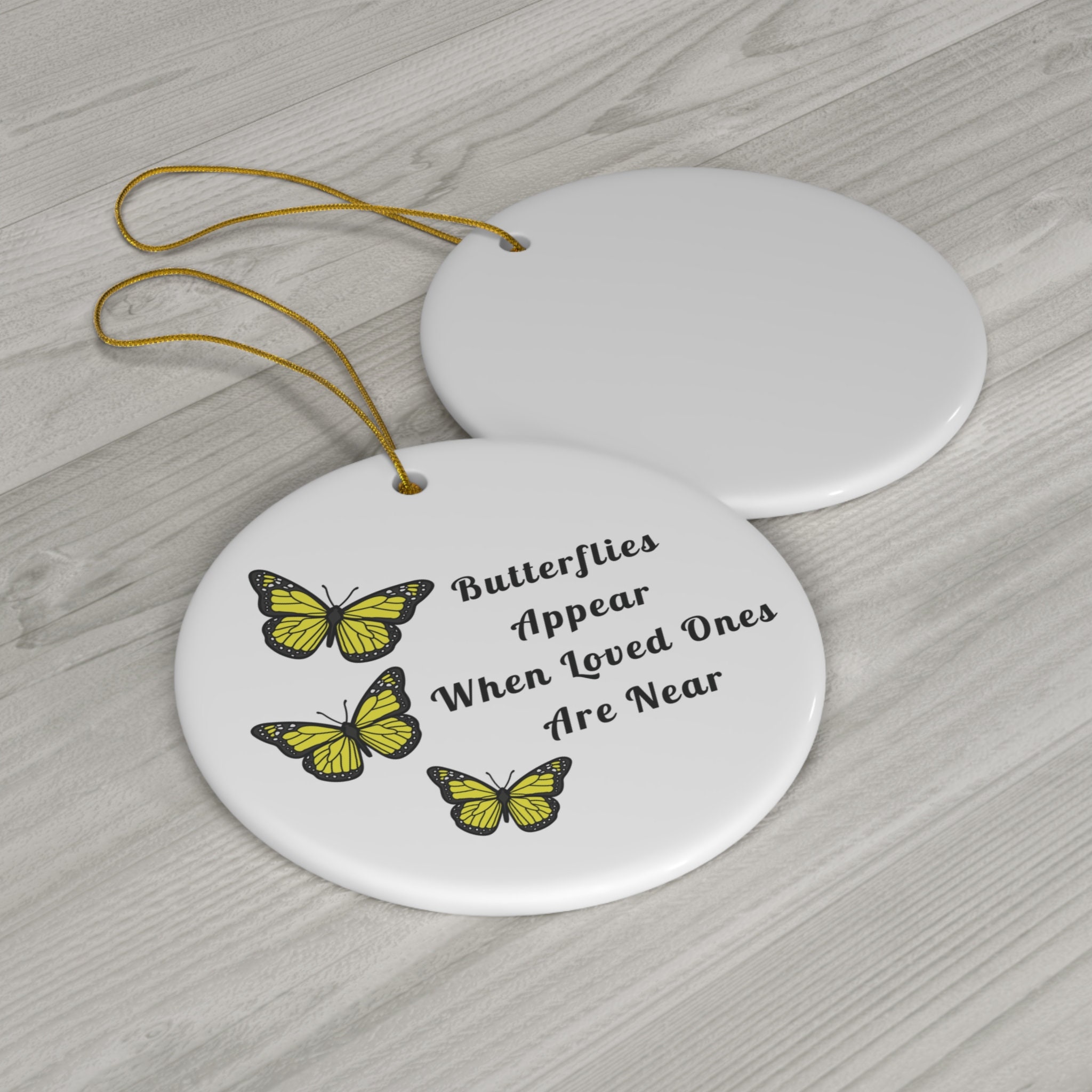 Yellow Butterfly Memorial Ornament in Memory of Loved One Remembrance ...