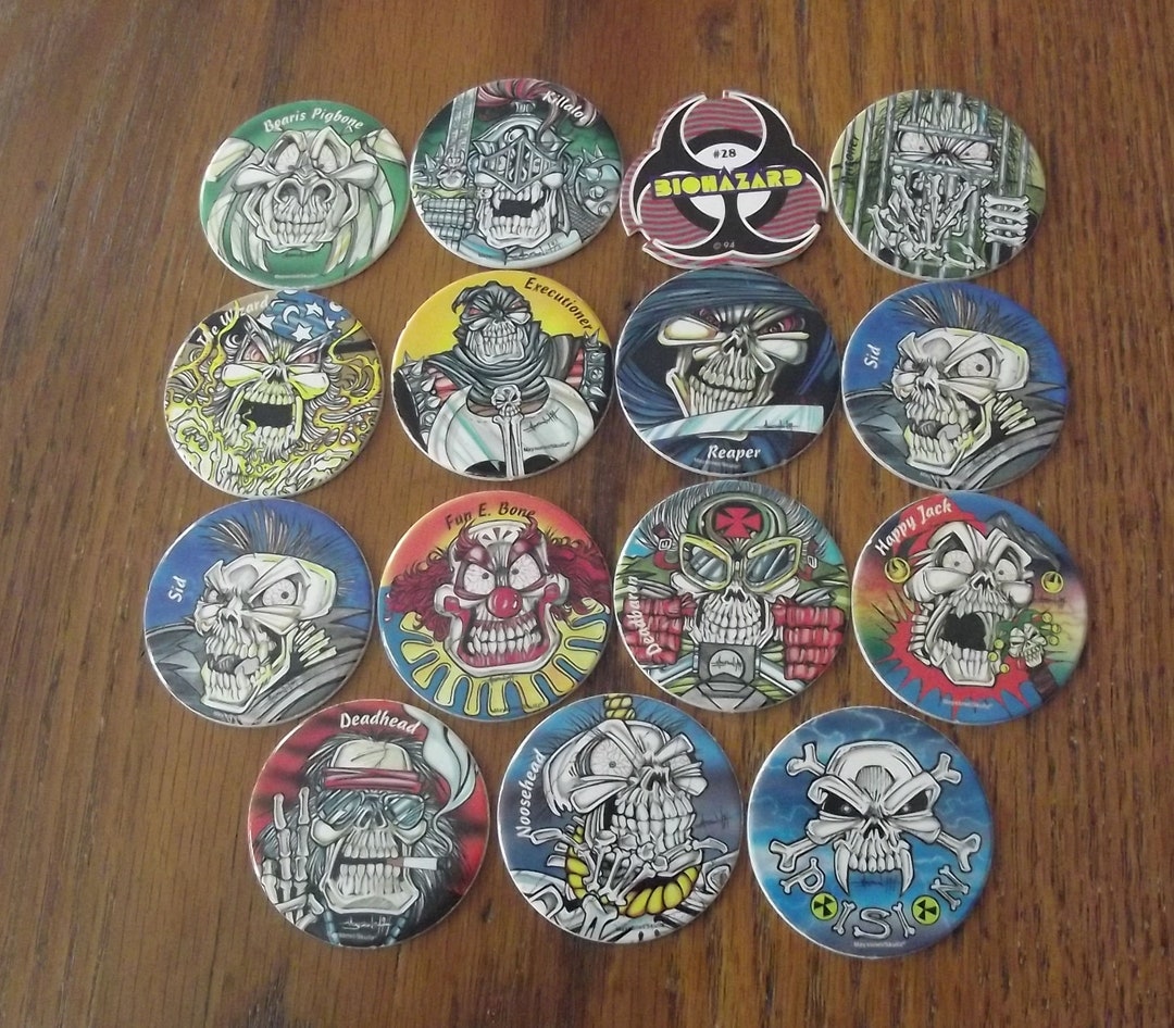 15 Pogs Skull Themed Never Been Used Vintage 1990's - Etsy