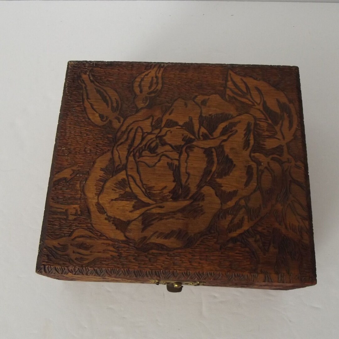 Wood Box Pyrography Flemish Art Vintage - Etsy