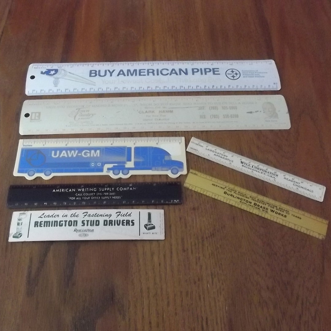 7 Advertising Rulers, 3 Metal, 4 Plastic, Vintage Mid Century-retro - Etsy